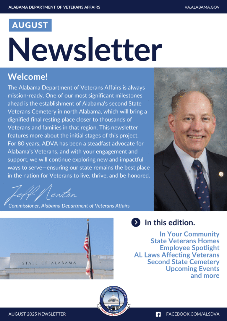 ALABAMA VETERAN NEWSLETTER – Alabama Department of Veterans Affairs