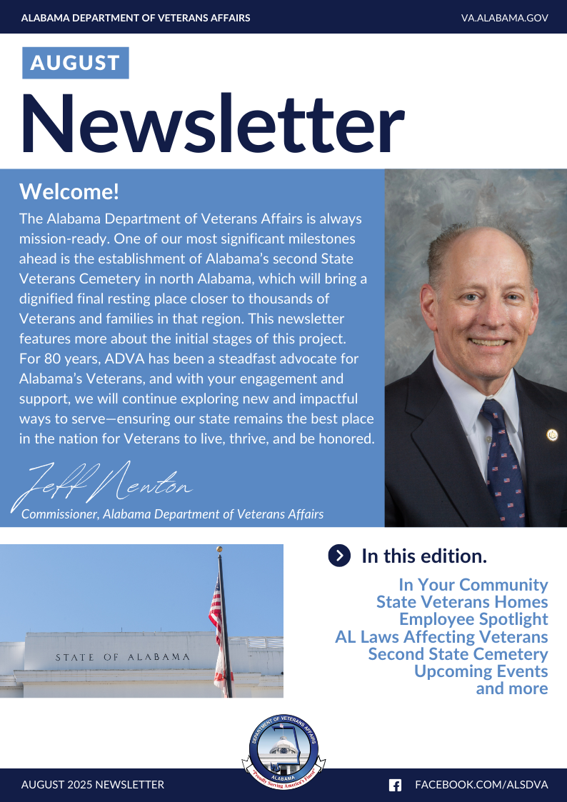 ALABAMA VETERAN NEWSLETTER – Alabama Department of Veterans Affairs